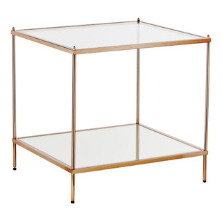 22" Gold And Clear Glass Square End Table - Contemporary - Side Tables ...