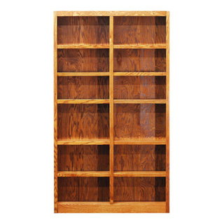 Concepts in Wood Double Wide Bookcase, 12 Shelves, Dry Oak Finish ...