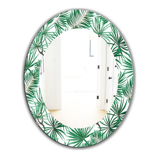 Designart Tropical Mood Foliage 12 Bohemian Frameless Oval Or Round ...