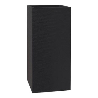 LeisureMod Basalt Fiberstone and MGO Clay Tall Square Planter Black 31 ...