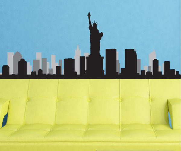 New York Skyline Vinyl Wall Decal or Car Sticker SS073EY, 48 in ...