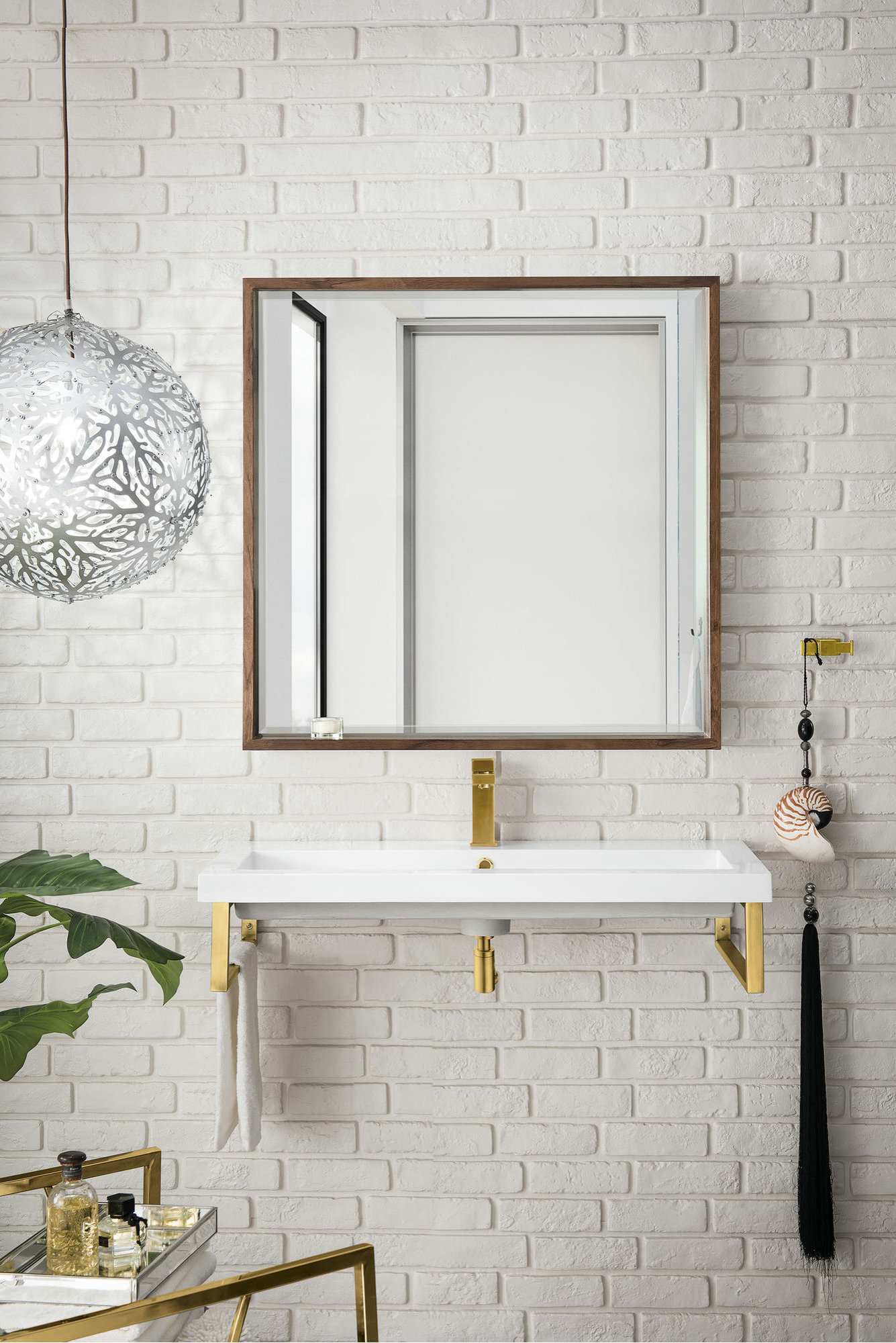 Two Boston 15 1/4" Wall Brackets Radiant Gold w/39.5" White Glossy ...