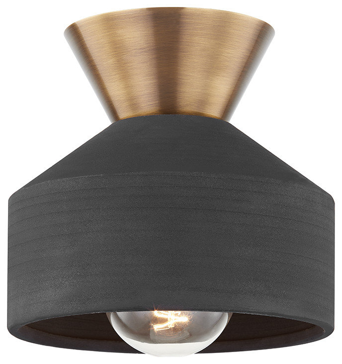 1-Light Flush Mount, Patina Brass - Industrial - Flush-mount Ceiling Lighting - by Troy Lighting ...