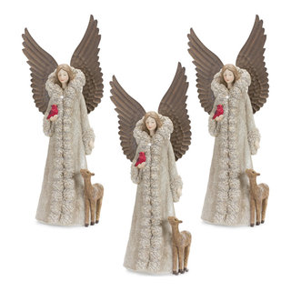 Angel With Deer, 2-Piece Set, 16.5"H Resin - Transitional - Holiday ...