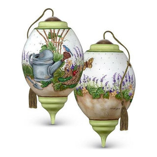 A Watering Can, Hand-Painted Glass Ornament by Ne'Qwa - Traditional ...