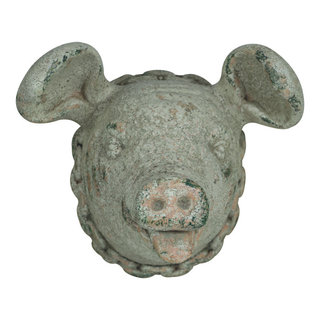 Rustic Magnesia Pig Head Decor, Multicolor - Farmhouse - Wall ...