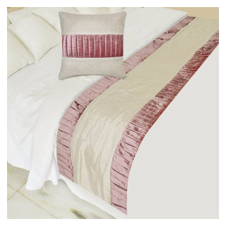 Decorative Pink Velvet Twin Bed Runner Only, Chevron - Artful Chevron ...