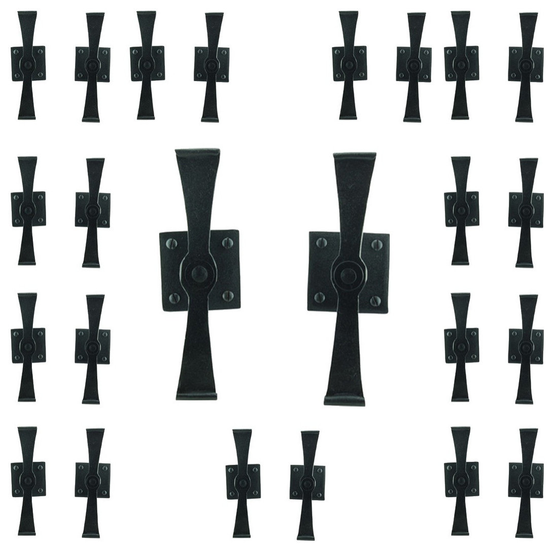 Pair Shutter Dog Black Wrought Iron Propelier Wood | - Traditional ...