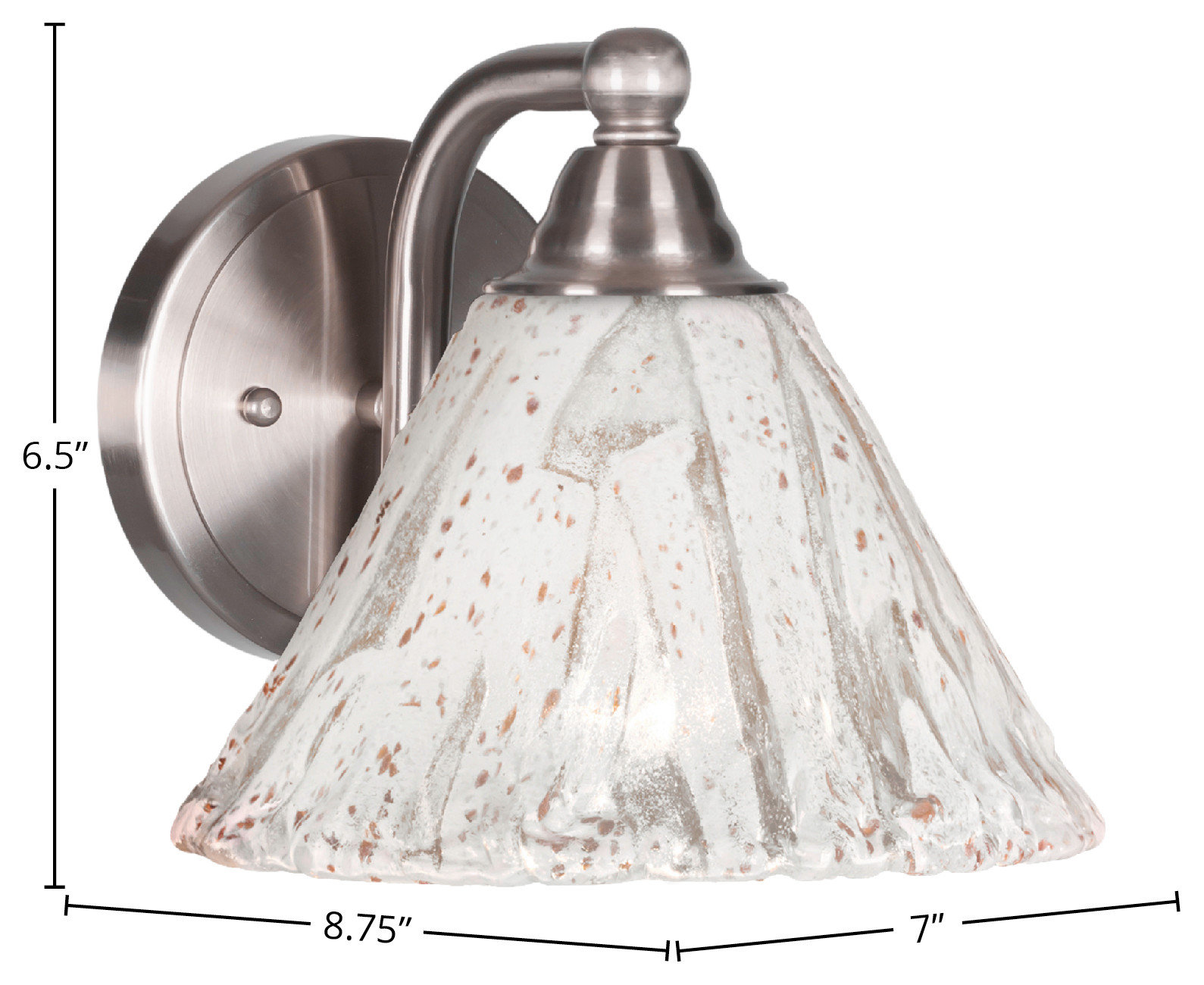 Paramount Wall Sconce, Brushed Nickel, 7" Italian Ice Glass ...