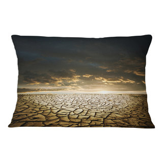 Drought Land under Cloudy Skies Modern Landscape Throw Pillow, 12"x20 ...
