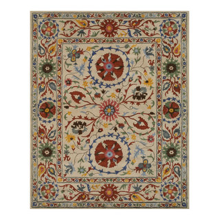 EORC Hand-tufted Wool Ivory Transitional Floral Suzani Rug, 8'9 X 11'9 ...
