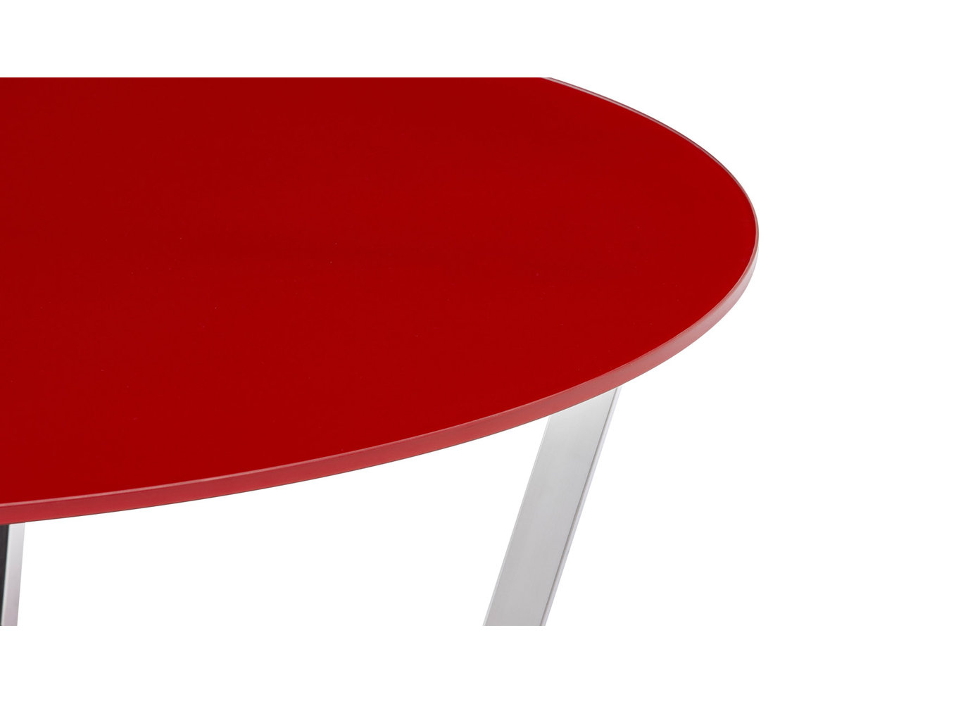 Carmesi Coffee Table Opaque Red Tempered Glass Top Polished Stainless ...