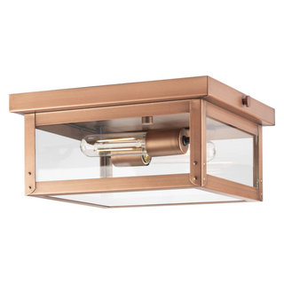 Union Square Two-Light Antique Copper Urban Industrial Outdoor Ceiling ...