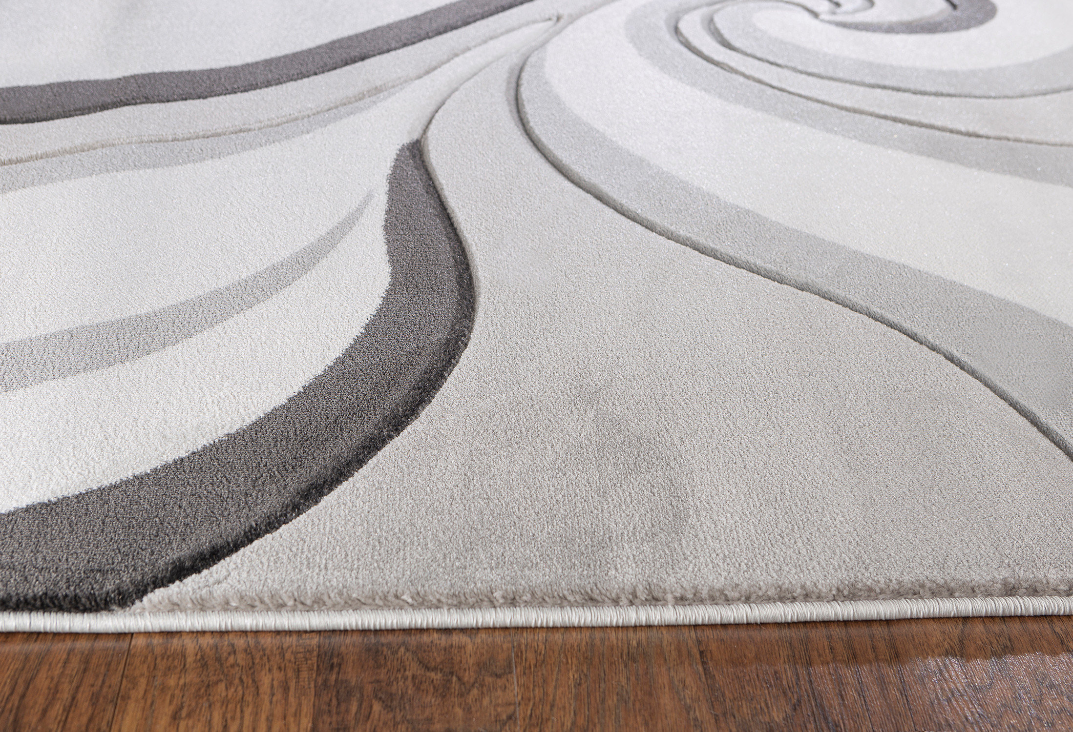 Silver Grey Swirls Hand-Carved Soft Living Room Modern Contemporary ...