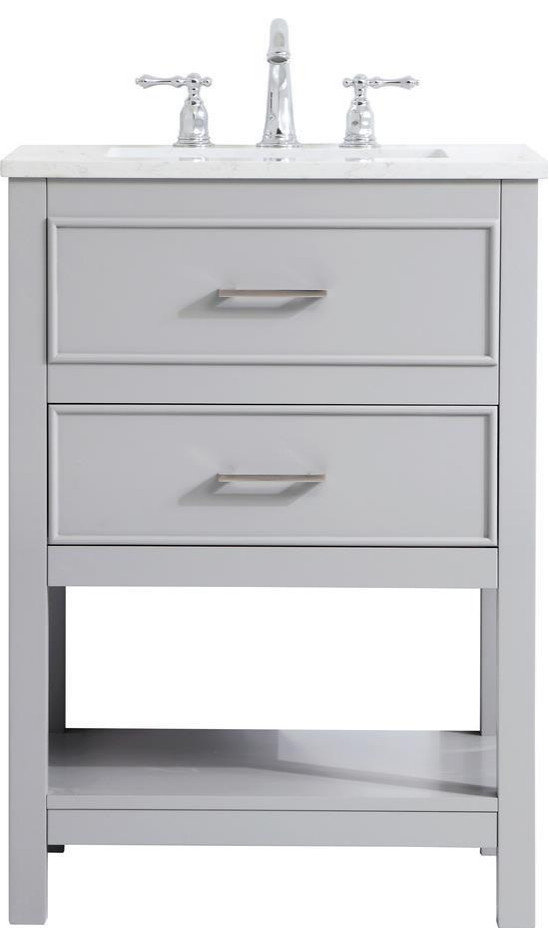 Compact Gray Bathroom Vanity 24", Single - Transitional - Bathroom ...
