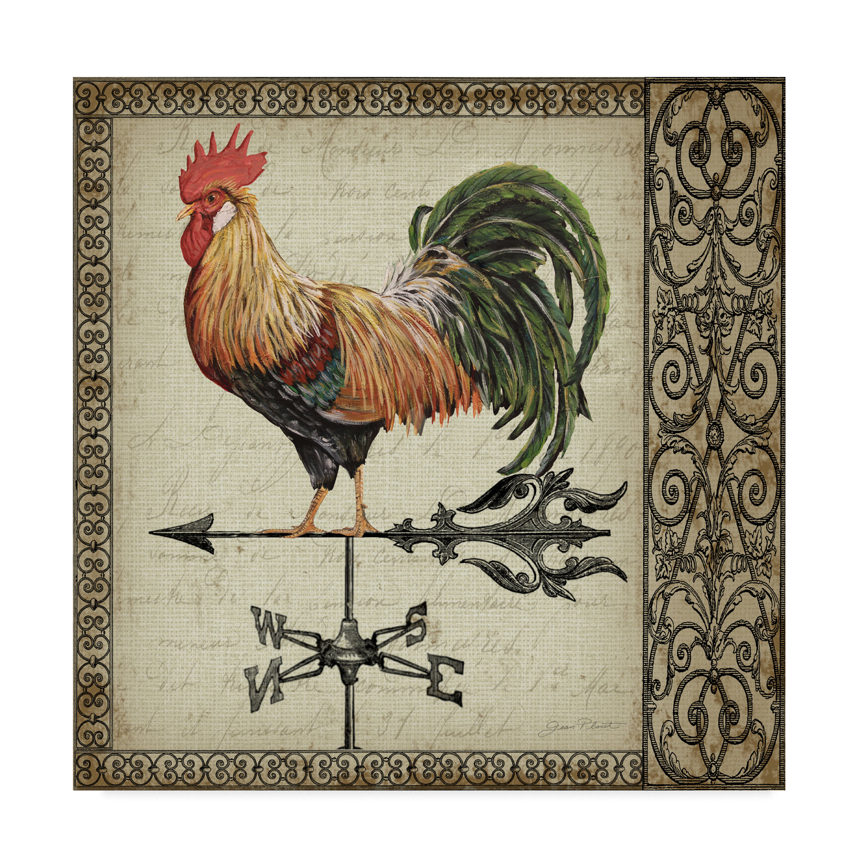 Jean Plout 'Rustic Rooster Vane 2' Canvas Art, 18"x18" - Farmhouse ...