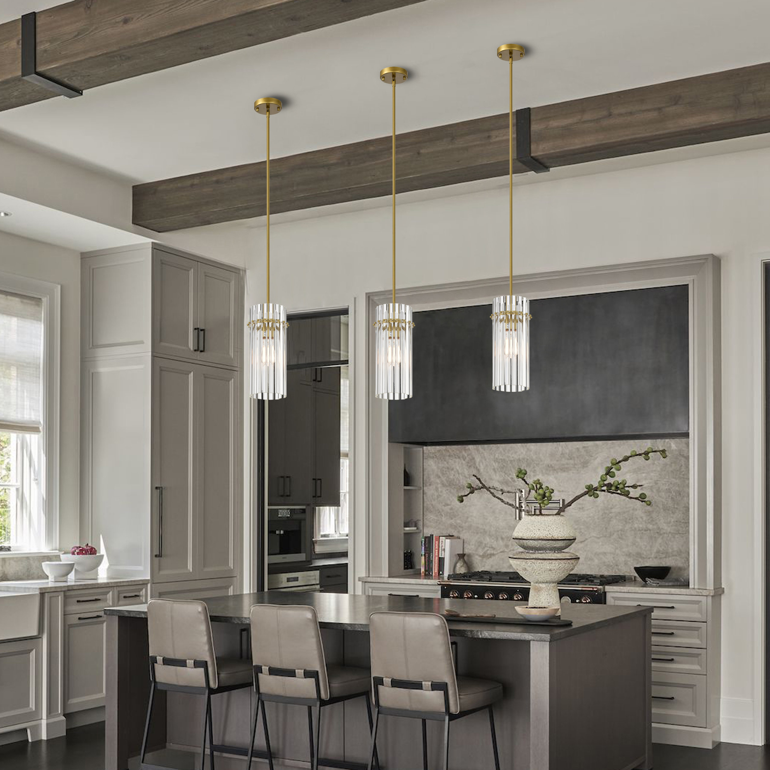 Eva 1 Light Crystal Glass Rod Mini Pendant Chandelier - Contemporary ...