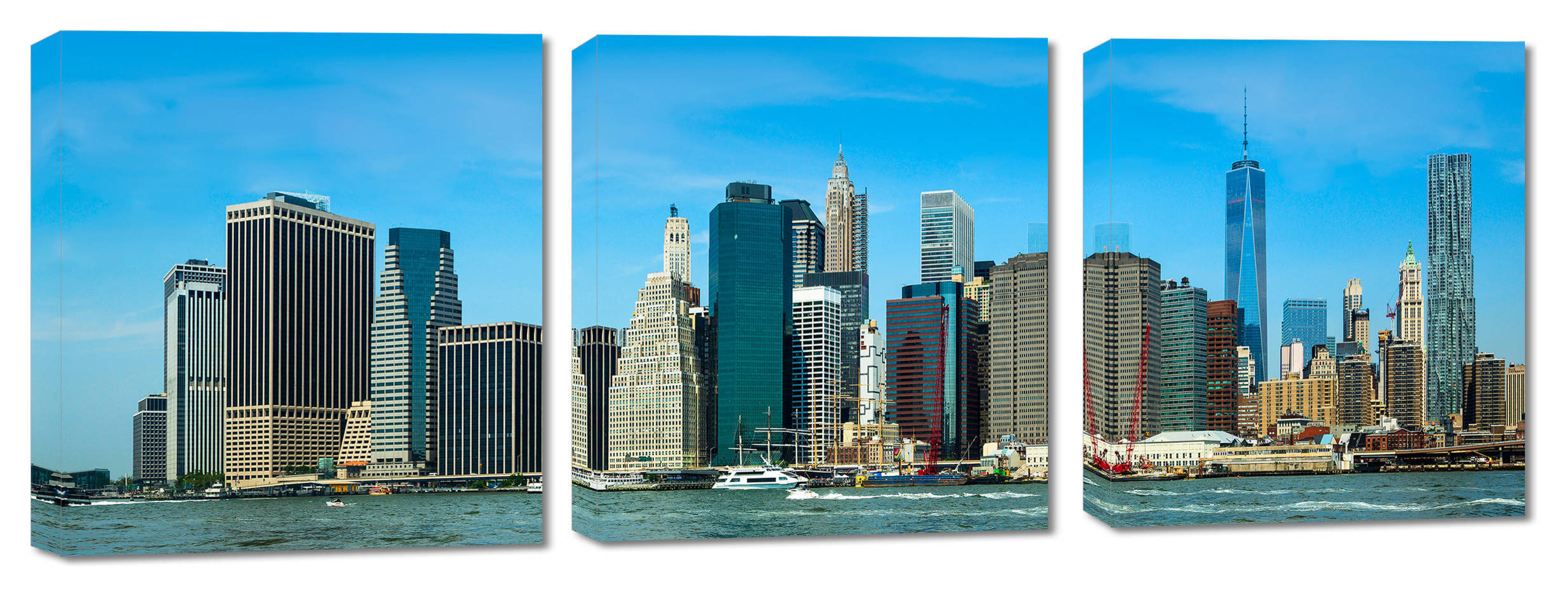 Panoramic Manhattan, NYC Skyline Canvas Print, 3 Panel Split, Triptych ...