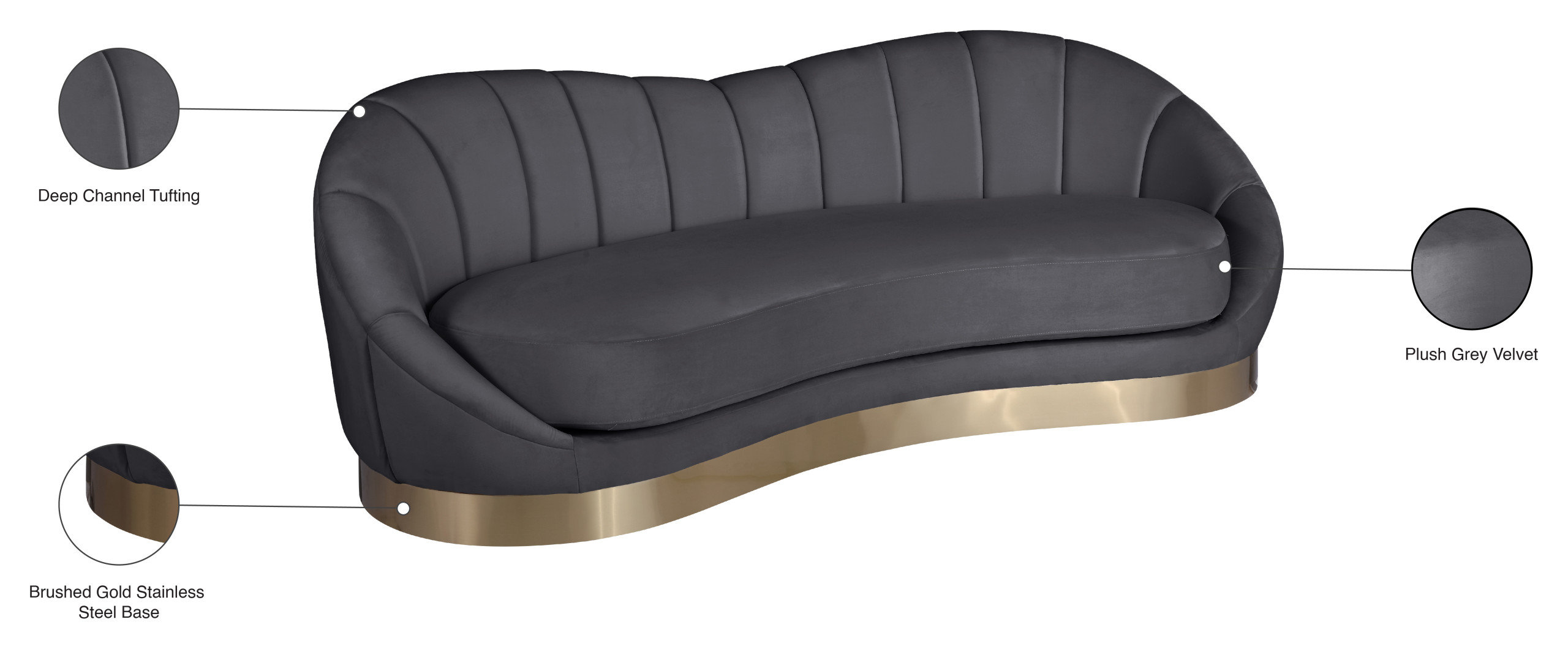 Shelly Velvet Chair With Brushed Gold Stainless Steel Base ...
