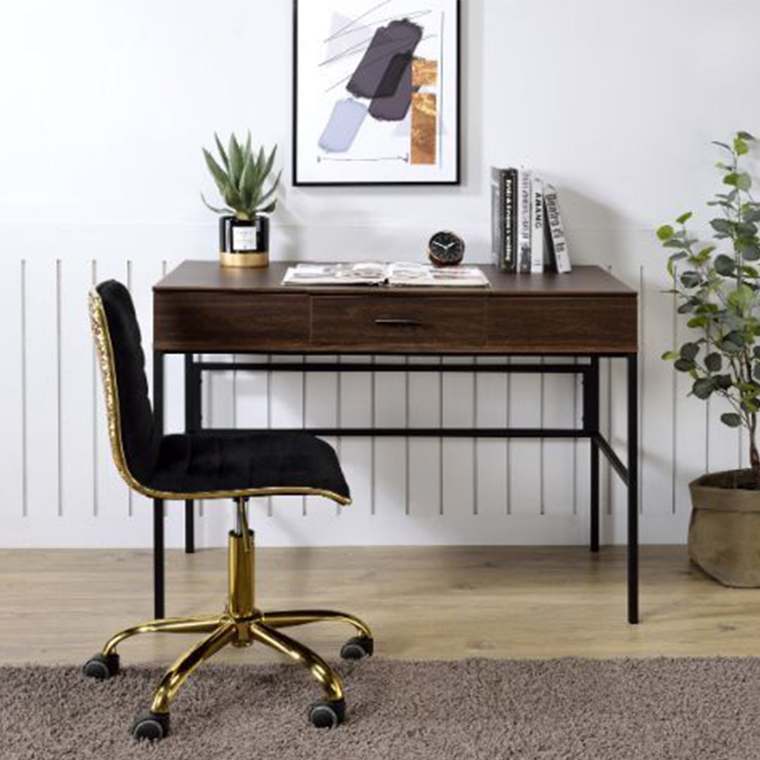 Built-in USB Port Writing Desk, Natural - Industrial - Desks And ...