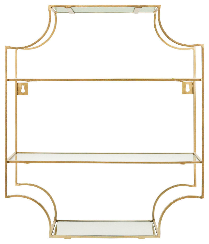 Metal, 25" 4-Tier Mirrored Shelf, Gold - Contemporary - Display And ...