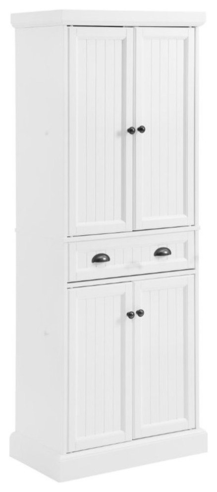 Pemberly Row 2-Cabinet Coastal Wood Pantry in Distressed White/Black ...