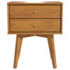 Abby 2 Drawers Amber Walnut Nightstand (Set of 2) - Midcentury ...