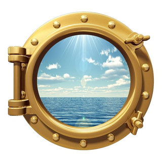 VWAQ Ocean View Wall Sticker Porthole Beach Window Peel And Stick Vinyl ...