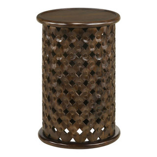 Round Wooden Side Table - Mediterranean - Side Tables And End Tables ...
