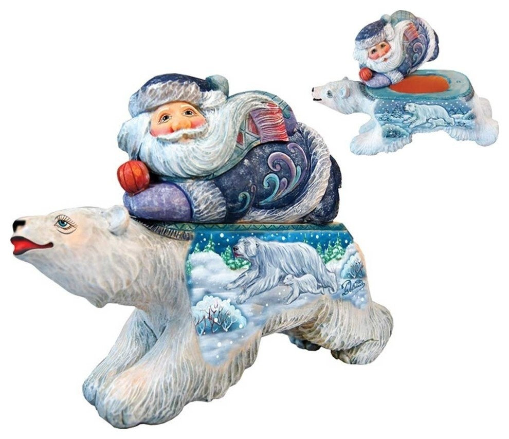 Hand Painted Polar Surprise Santa Surprise Box - Traditional - Holiday ...