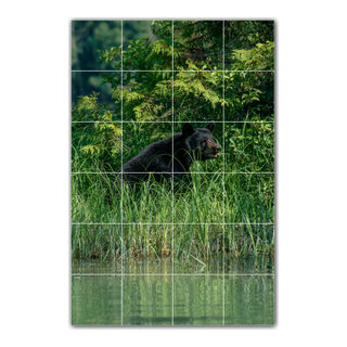 Bear Ceramic Tile Wall Mural HZ500122, 24" Wide x 36" High - Rustic ...