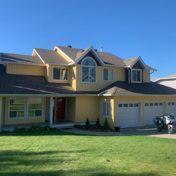 75 Yellow Exterior Home with a Brown Roof Ideas You'll Love - April ...