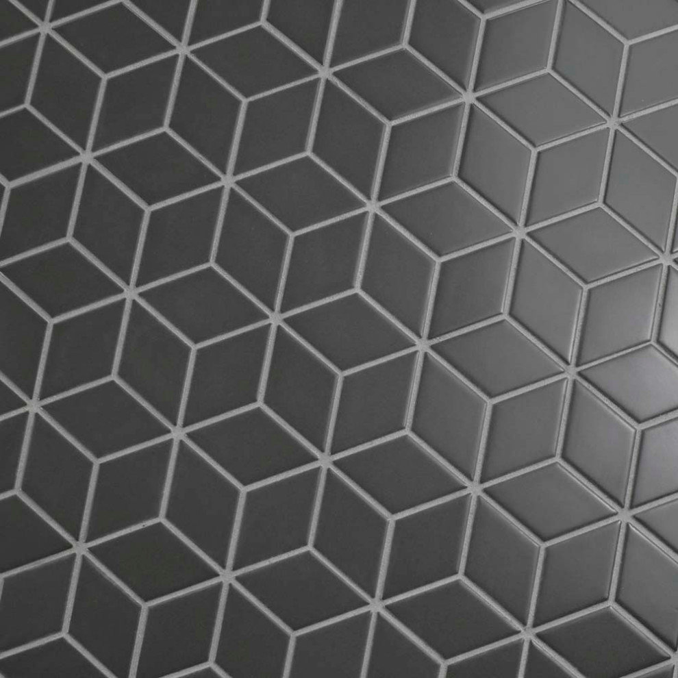 Metro Rhombus Mosaic Floor and Wall Tile, Matte Grey, Sample ...