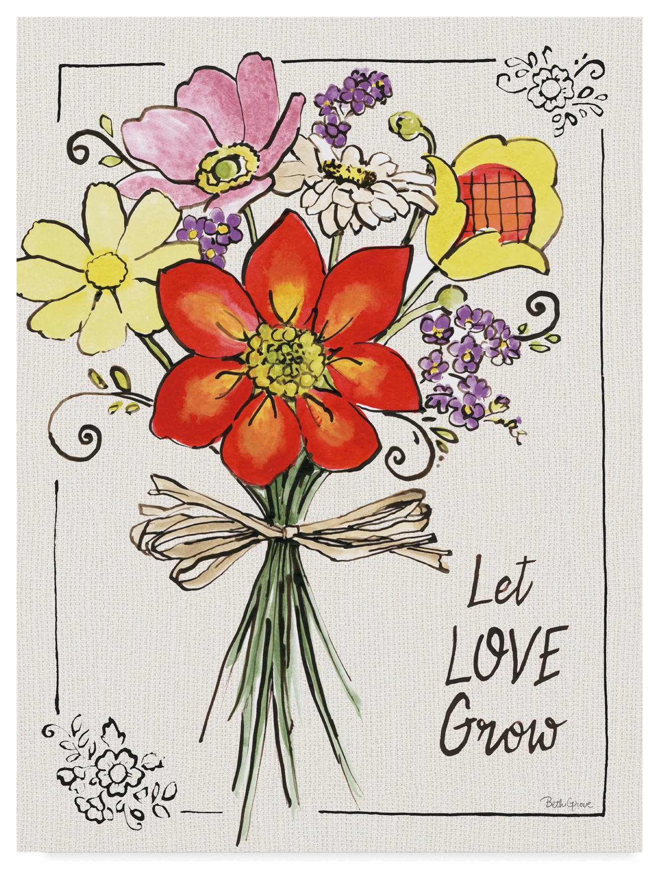 "Sunny Bouquets I" by Beth Grove, Canvas Art, 32"x24" - Contemporary ...