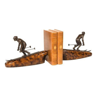 Hand-Painted Alpine Ski Lodge Bookends - Contemporary - Bookends - by ...