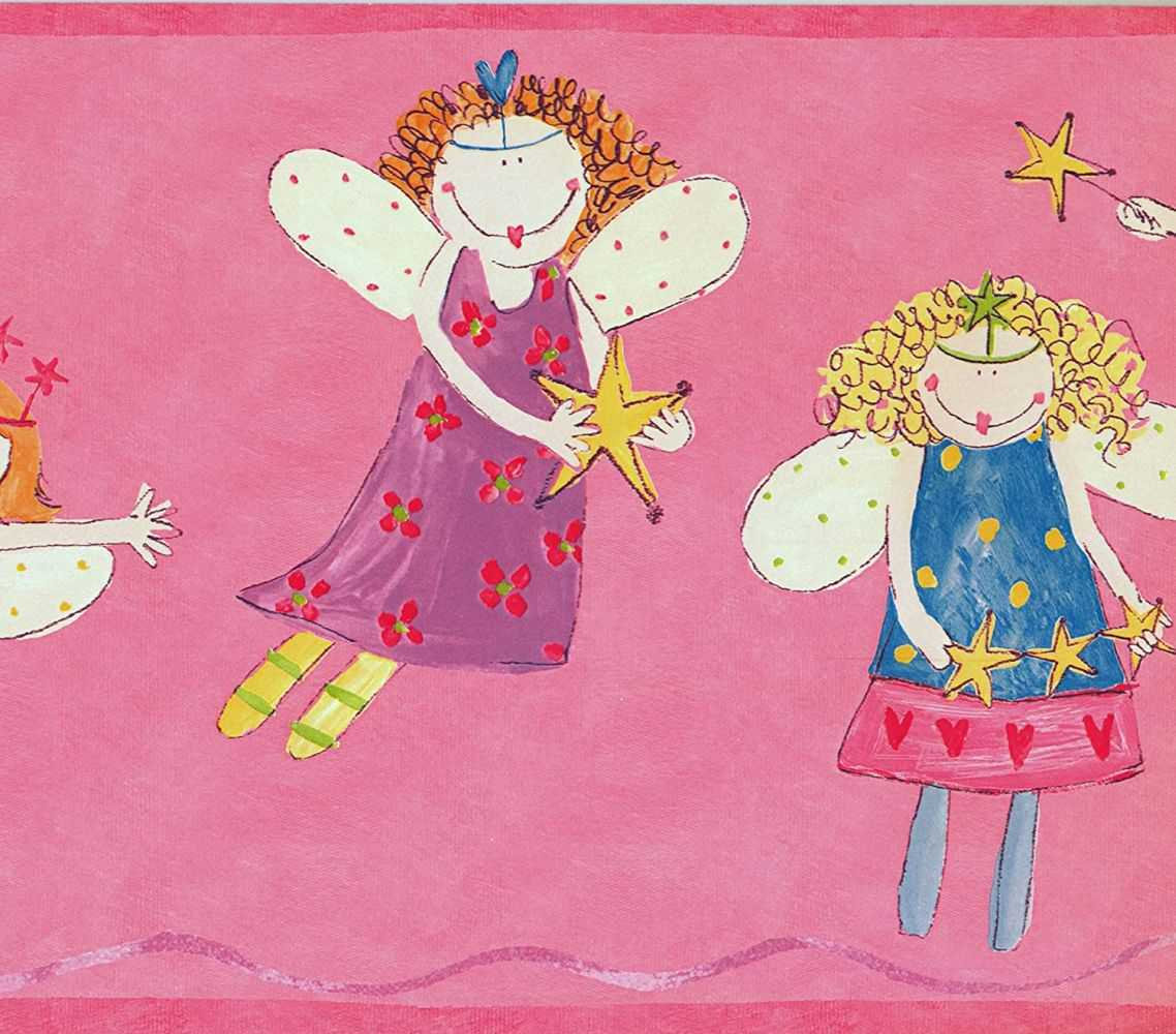 Wallpaper Border Angels Pink Blue Green Yellow Purple 9"x15' ZB3446BD ...