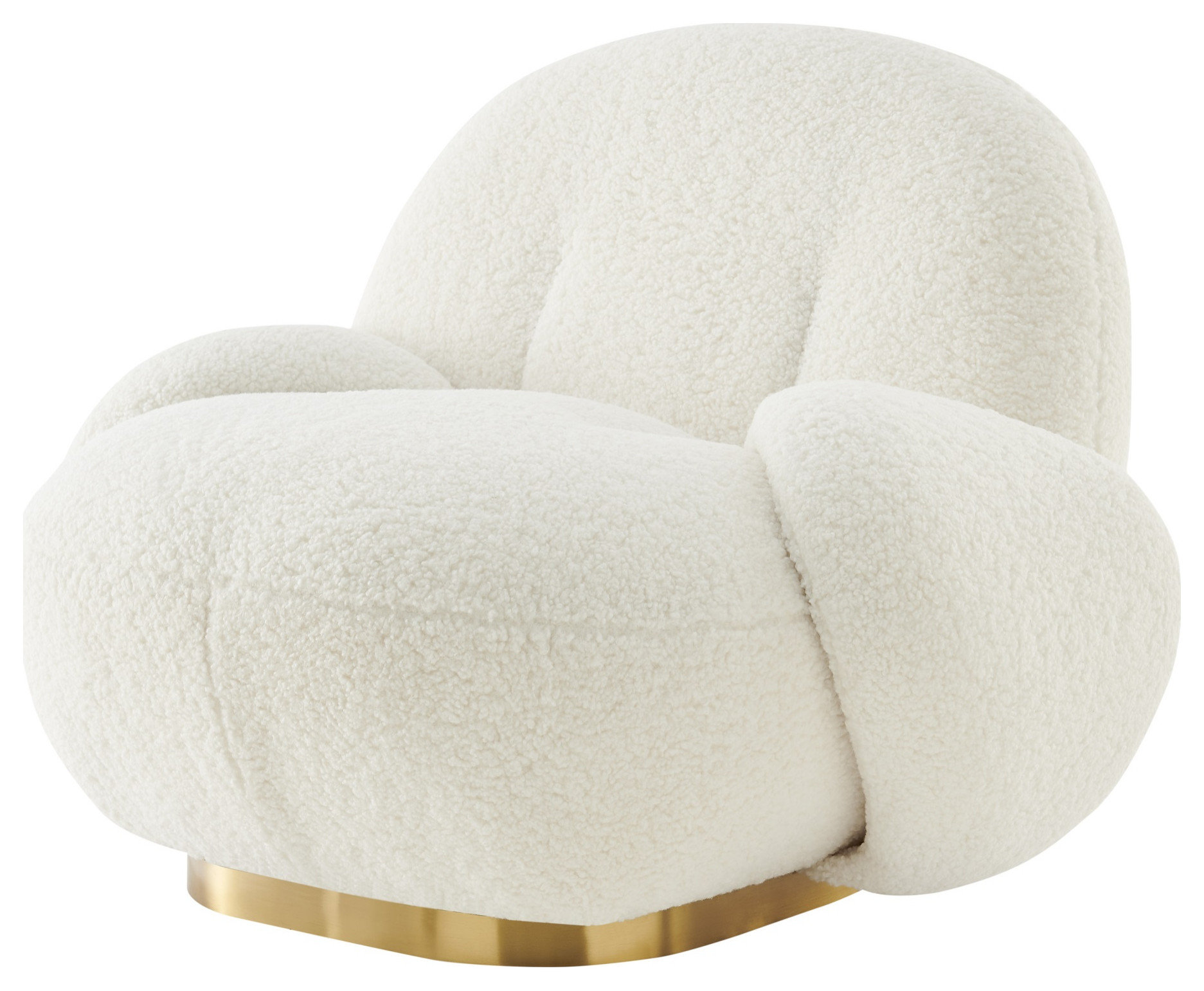 Claudia Faux Shearling With Gold Base Swivel Accent Chair ...