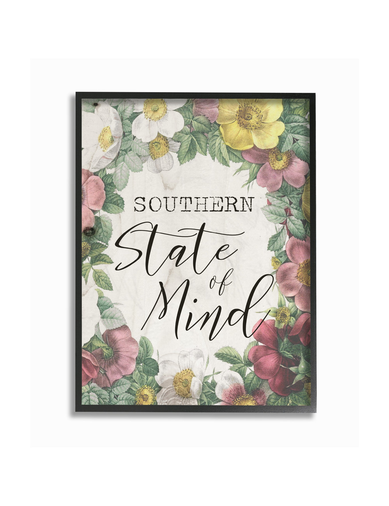 Southern State of Mind Floral Border Stretched Canvas Wall Art, 11"x14 ...