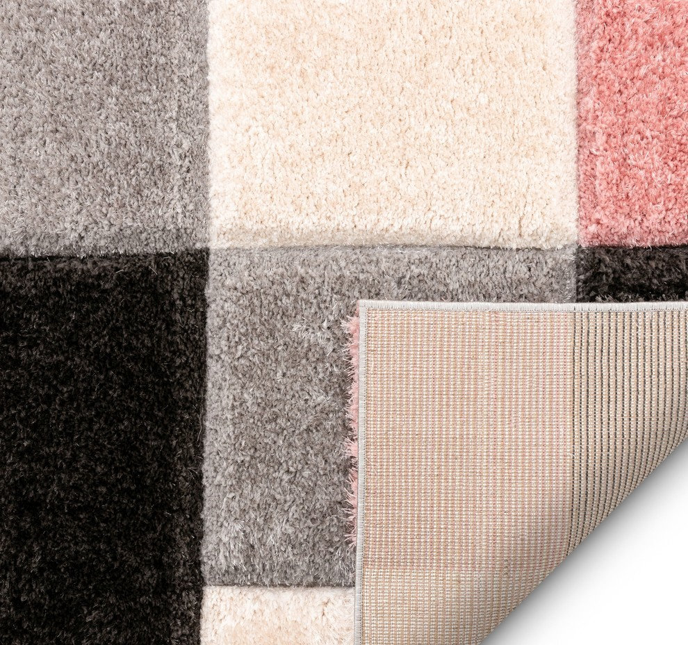 Well Woven San Francisco Escondido Modern Geometric Squares Blush Shag ...