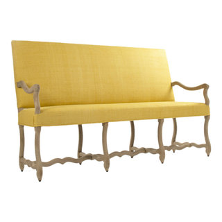 Veronike Bench, Raw Silk/Mustard Yellow - Contemporary - Upholstered ...