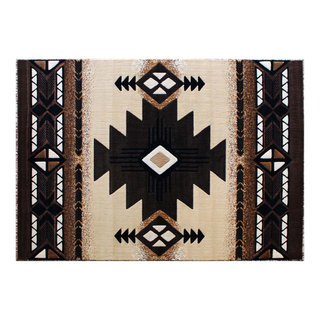 Angie Collection Rectangle 5' x 7' Brown Traditional Southwestern Style ...