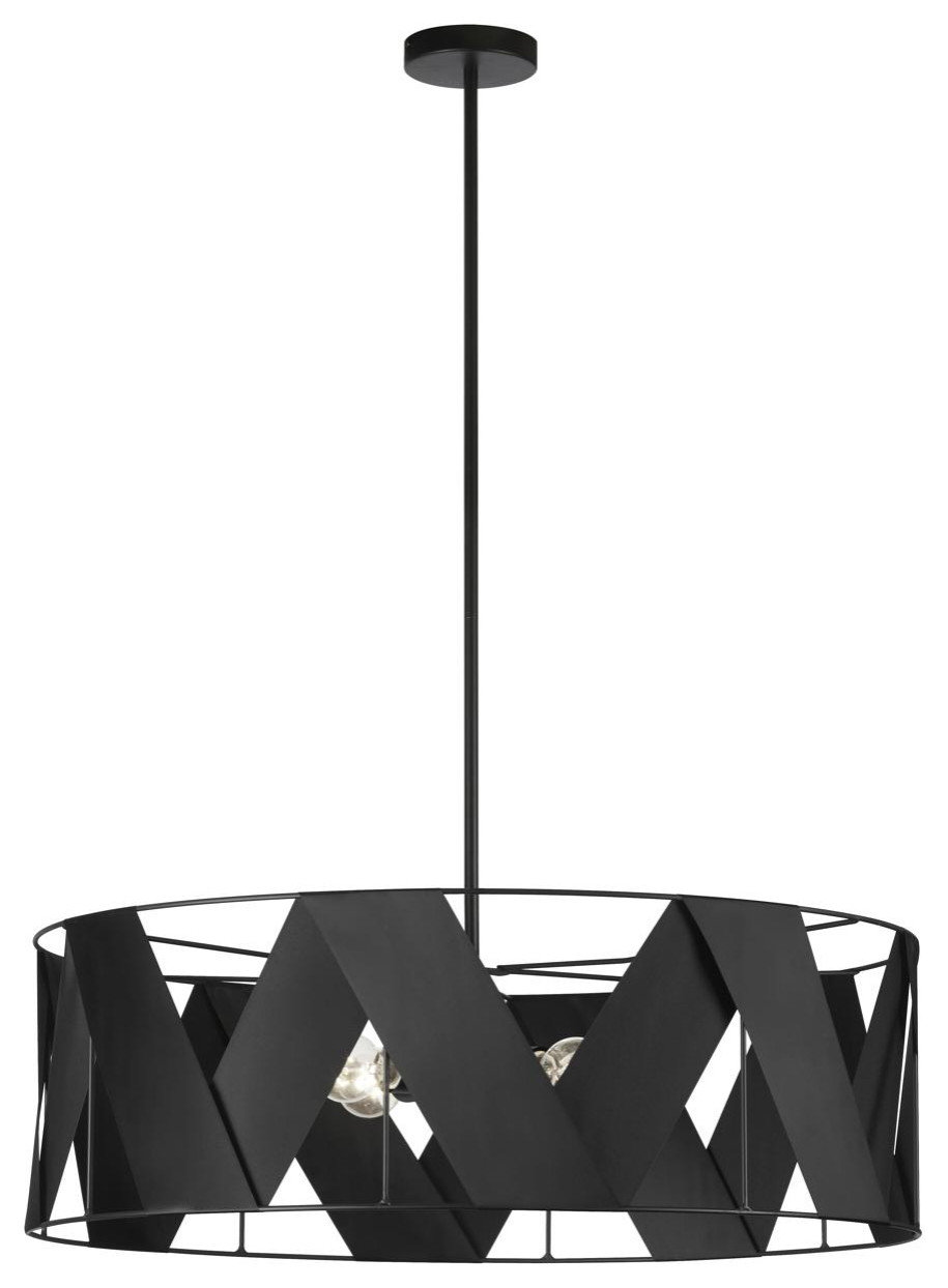 Cardano 4 Light Chandelier, Matte Black/Black - Industrial ...