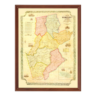 Somerset County Map Framed Art 1850, Vintage NJ Wall Decor, 18x24 ...