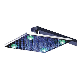 10" Chrome Solid Brass Square LED Shower Head - Contemporary ...