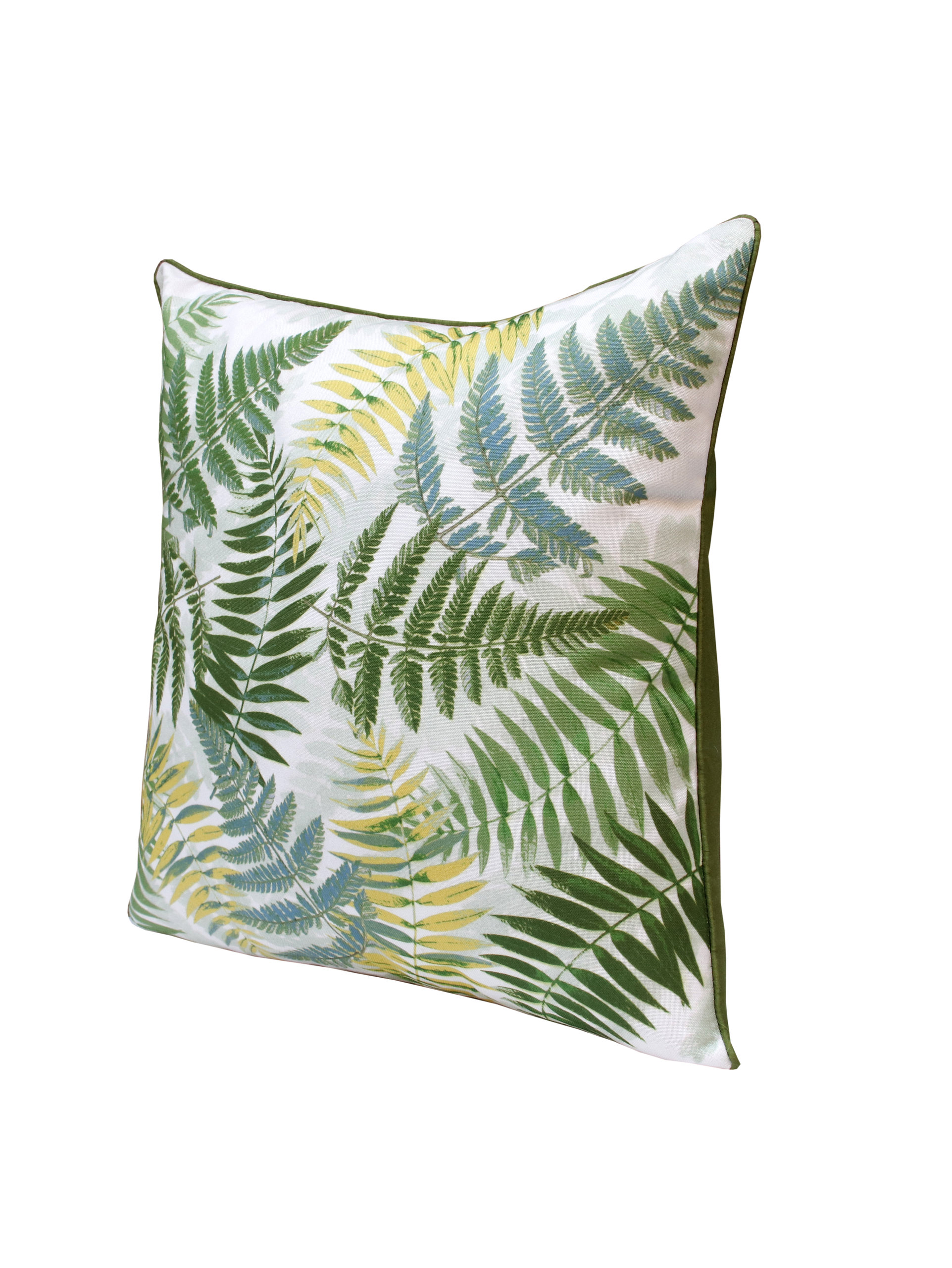 Fern Hand-Woven Green/Yellow Botanical Throw Pillow, 20"x20" - Tropical ...