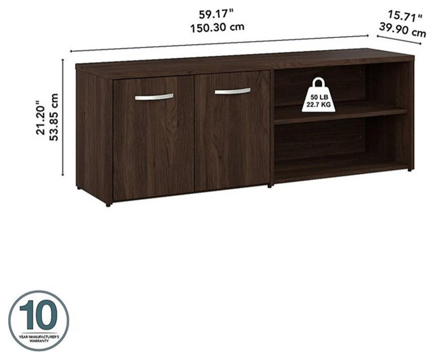 Pemberly Row Low Storage Cabinet with Doors in Black Walnut ...