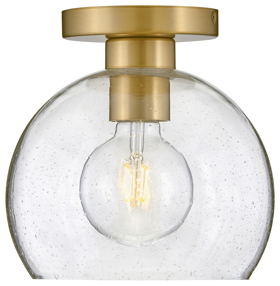 Lark Rumi 9" Sm. Flush Mount Ceiling Light, Lacquered Brass + Clear ...