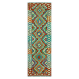 Sangat Kilim Art Gray/Rust Runner, 2'7x8'0 - Southwestern - Hall And ...