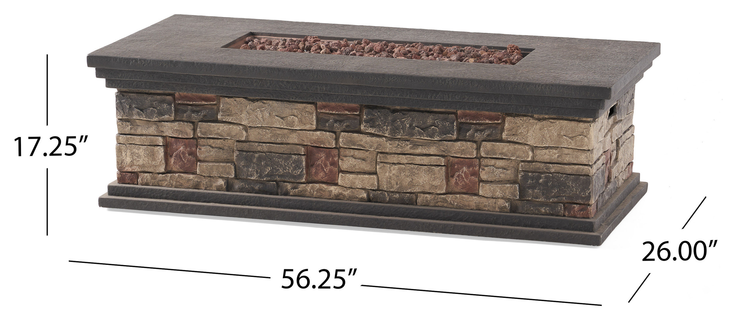 Troy Outdoor 50,000 BTU Lightweight Concrete Fire Pit, No Tank Holder ...