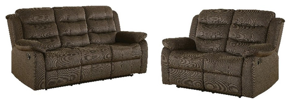 Coaster Rodman 2-Piece Transitional Velvet Tufted Reclining Sofa Set in ...